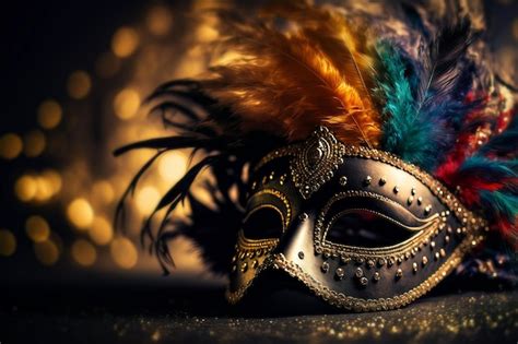 Premium AI Image Carnival Mask On Dark Background Mardi Gras