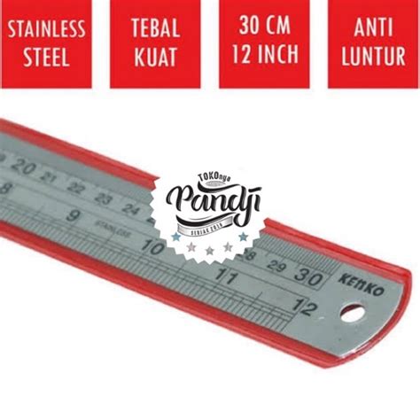 Jual PENGGARIS BESI TEBAL KENKO 20cm Dan 30cm STAINLEES STEEL RULER