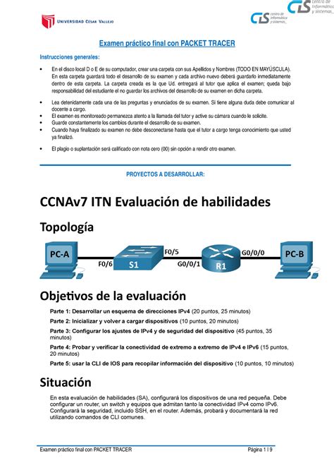 Examen práctico final con Packet Tracer Examen práctico final con