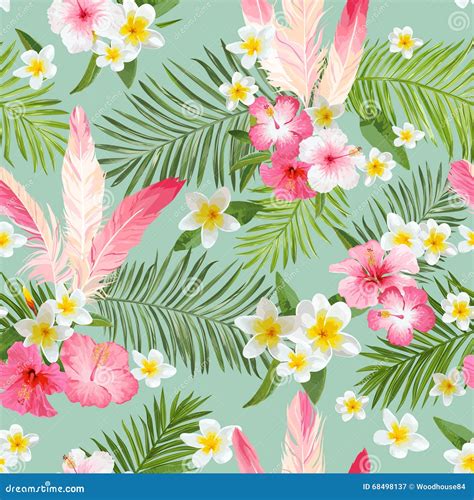Fundo Tropical Das Flores Teste Padrão Sem Emenda Do Vintage Ilustração