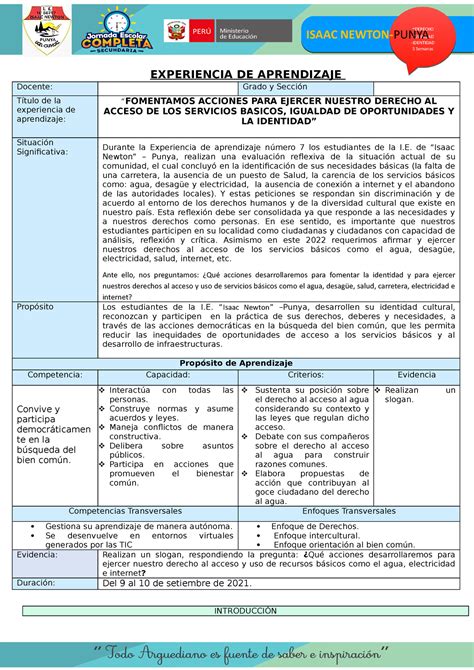 Gu As De Autoaprendizaje Dpcc Exp Experiencia De Aprendizaje