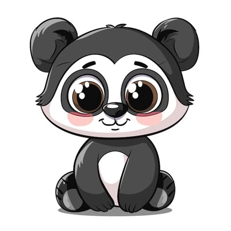 Panda bonito isolado em um fundo branco ilustração vetorial Vetor Premium