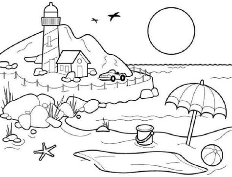 Dibujo De Playa Para Colorear Y Pintar 28797