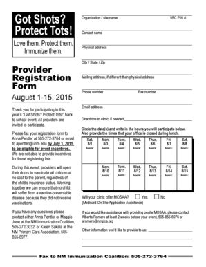 Fillable Online Hsc Unm 2015 Provider Registration Form HSC Hsc Unm