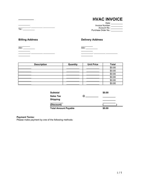 Free Printable Hvac Invoice Templates Pdf Excel