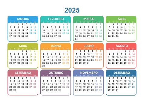 Calendário 2025 Todos Feriados Focalizando
