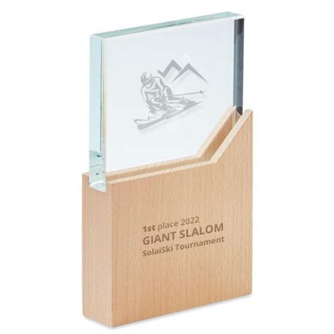 Trophée personnalisé en bois et verre pour cadeau d entreprise