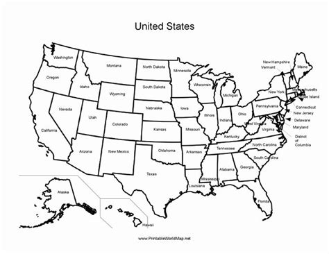 Printable United States Map Coloring Page