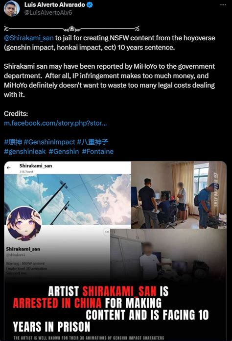 Genshin Impact Nsfw Artist Reportedly Arrested And Jailed For Violating