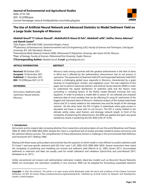 pdf the use of artificial neural network and advanced statistics to model sediment yield on a