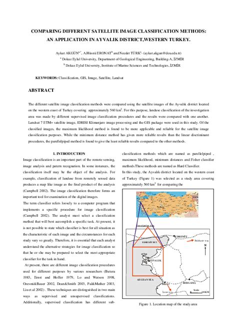 pdf comparing different satellite image classification methods an application in ayvalik