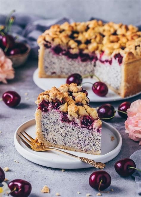 Kirsch Käsekuchen mit Mohn und Streuseln Vegan Bianca Zapatka Rezepte