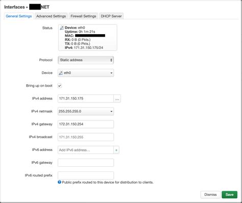 setting up openwrt as gateway with static ipv4 address provided by the network network and
