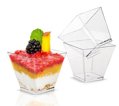 PUCHARKI DO DESERÓW POJEMNIKI NA DESERY KUBECZKI PLASTIKOWE 150ML 48