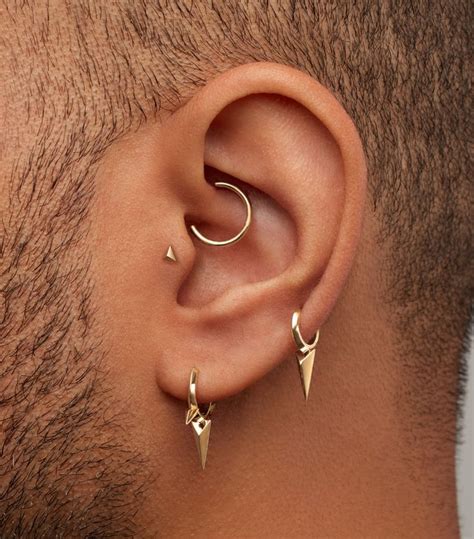 Maria Tash Rose Gold Faceted Single Long Spike Hoop Earring Mm