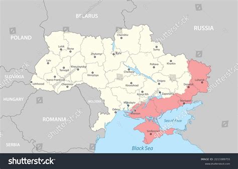 Political Map Ukraine Borders Regions Stock Vector Royalty Free