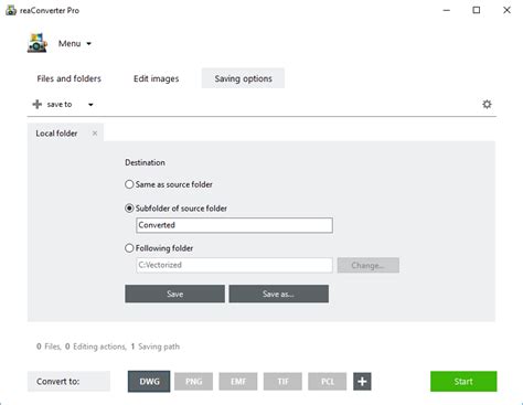 how to set default units when converting from raster to vector dxf dwg reaconverter