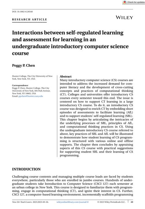 pdf interactions between self regulated learning and assessment for learning in an