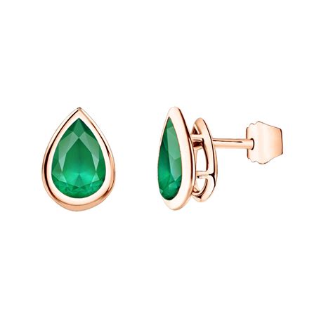 Boucles D Oreilles Or Rose Emeraude Gemmyorama Gemmyo Boucle D