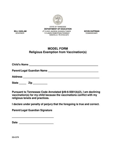Tennessee Religious Exemption Form Pdf Fill Out Sign Online DocHub