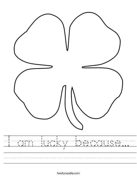 I Am Lucky Because Worksheet Twisty Noodle St Patrick Day