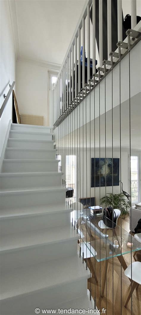 Garde corps escalier câble vertical Tendance Inox
