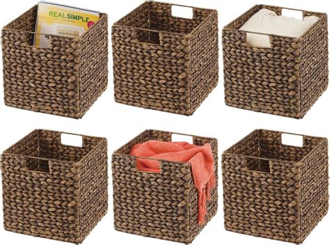 mDesign boîte de rangement en lot de 6 panier tressé pliable en