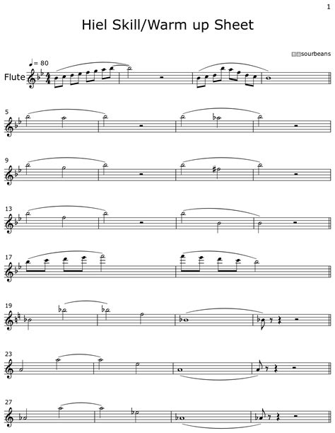 Hiel Skill Warm Up Sheet Sheet Music For Flute