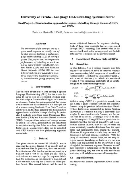 discriminative approach for sequence labelling through the use of crfs and rnns pdf