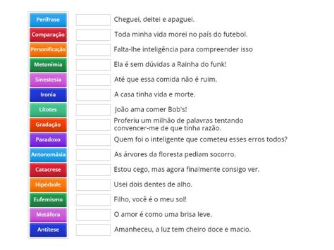 Figuras De Linguagem Parte E Atividade Match Up