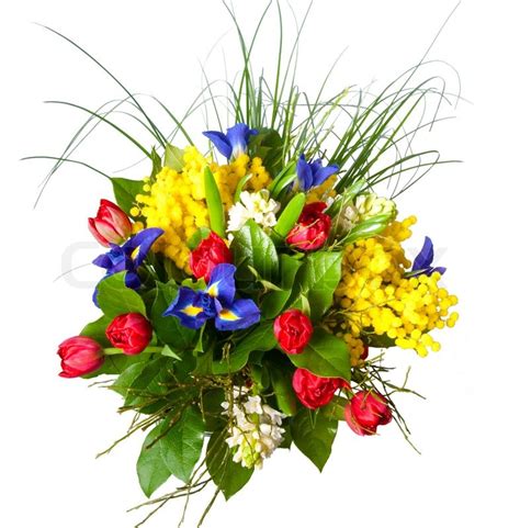 Smuk buket blomster isoleret på hvidt stock foto Colourbox