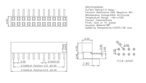 2 0mm Right Angle Female Header Connectors Smolex