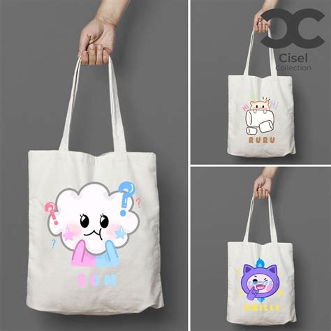 Jual CISEL Tote Bag Tas Kanvas Resleting Truz Treasure Kpop Lucu