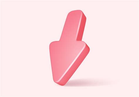 Signo De Flecha Hacia Abajo Rosa Realista En Estilo D Puntero De
