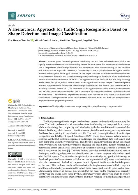 pdf a hierarchical approach for traffic sign recognition based on shape detection and image