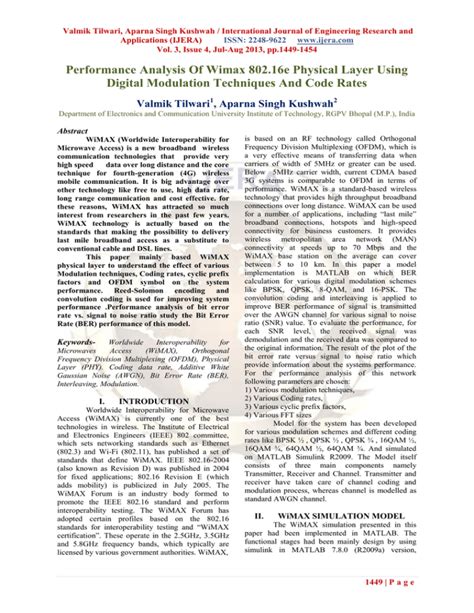 performance analysis of wimax 802 16e physical layer