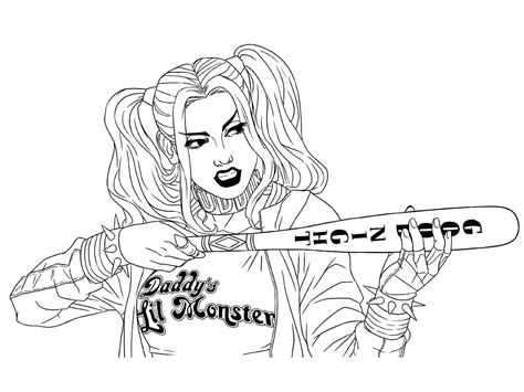 Coloriage Harley Quinn de L Escadron Suicide télécharger et imprimer