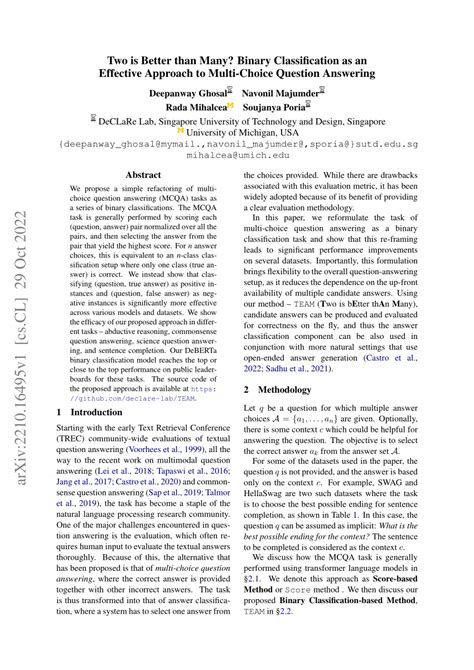 pdf two is better than many binary classification as an effective approach to multi choice