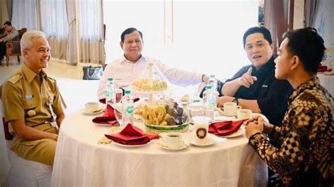Prabowo Ganjar Erick Thohir Dan Gibran Sarapan Bareng Di Bandara Adi