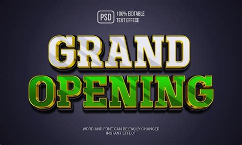 Efecto de texto editable de gran inauguración Archivo PSD Premium