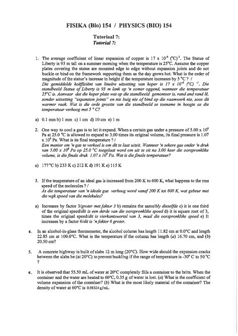 tut 7 tut questions fisika bio 154 physics bio 154 tutoriaal 7 tutorial 7 the