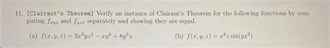 solved 1 [clairaut s theorem] verify an instance of