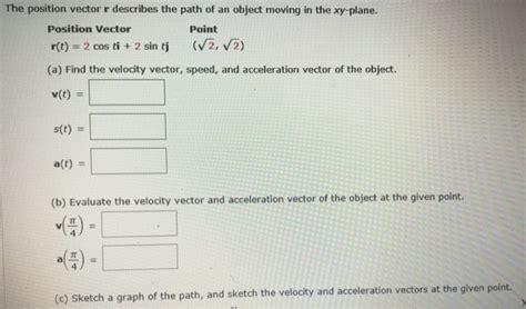 solved the position vector r describes the path of an object