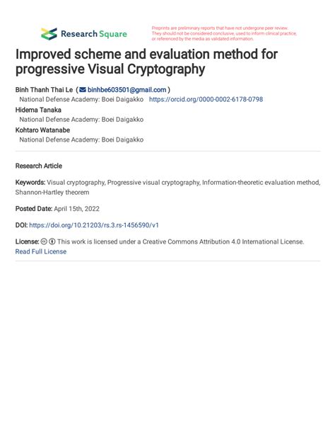 pdf improved scheme and evaluation method for progressive visual cryptography