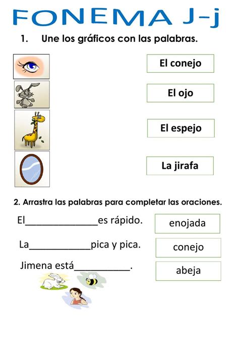 Fonema J Online Worksheet Actividades Con La Letra J Primeros Grados