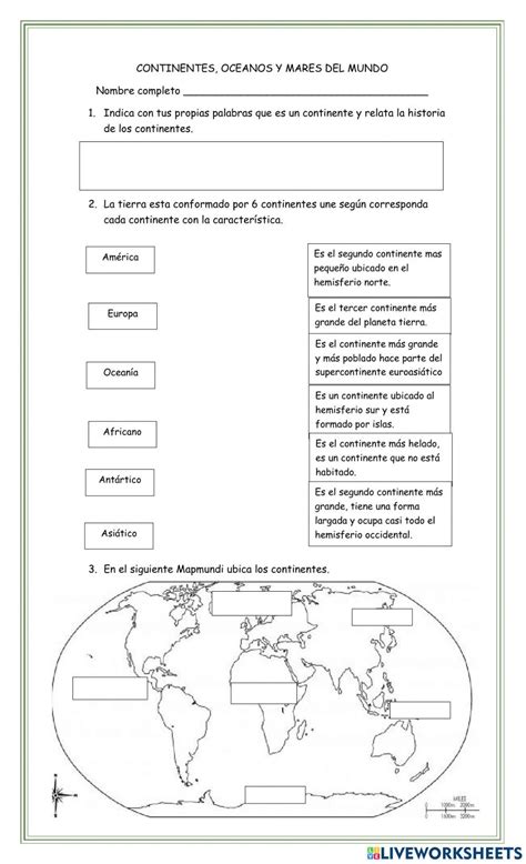 Actividad pdf online de los continentes para 1º primaria Artofit