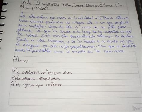 Lee El Siguiente Texto Luego Subraya El Tema Y La Idea Principal