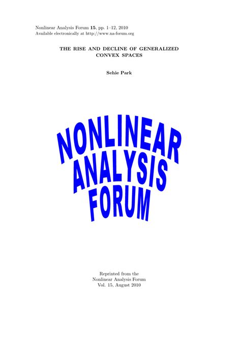 pdf the rise and decline of generalized convex spaces