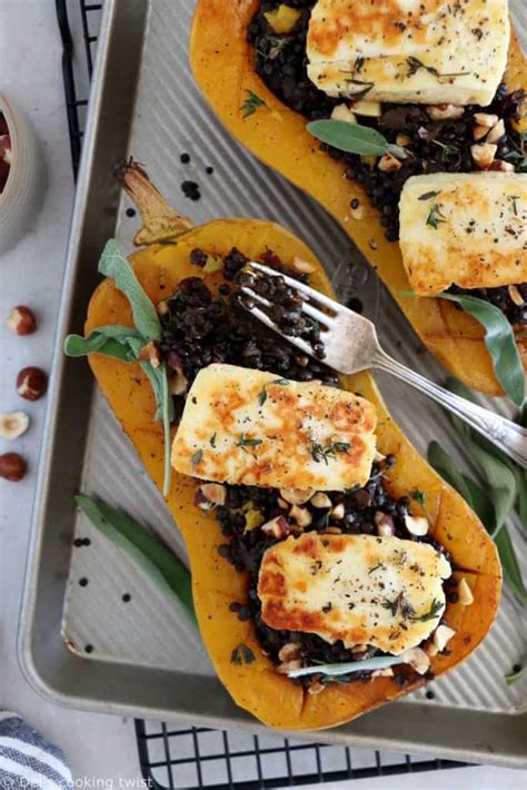 Courge Butternut Farcie Aux Lentilles Et Halloumi Del S Cooking Twist