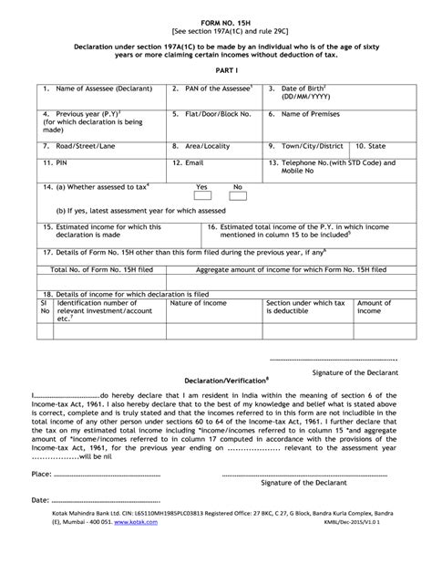 India Kotak Mahindra Bank Form H Fill And Sign Printable